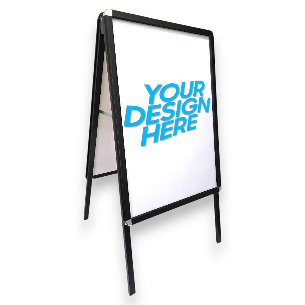Double-Sided A1 Snap A-Frame Poster Stand – Black Pavement Sign – BIZ DISPLAY ELITE