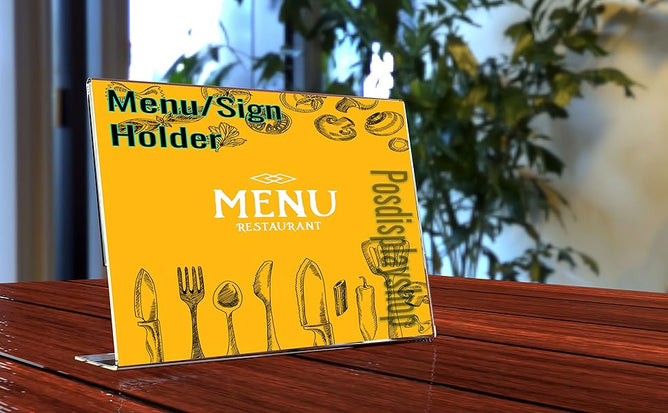 A4 Slant Back Menu Holder – Landscape Clear Acrylic Display Stand – BIZ ...