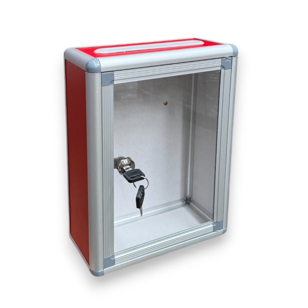 Lockable Red Suggestion & Donation Box – Wall Mount with Top Slot – BIZ ...
