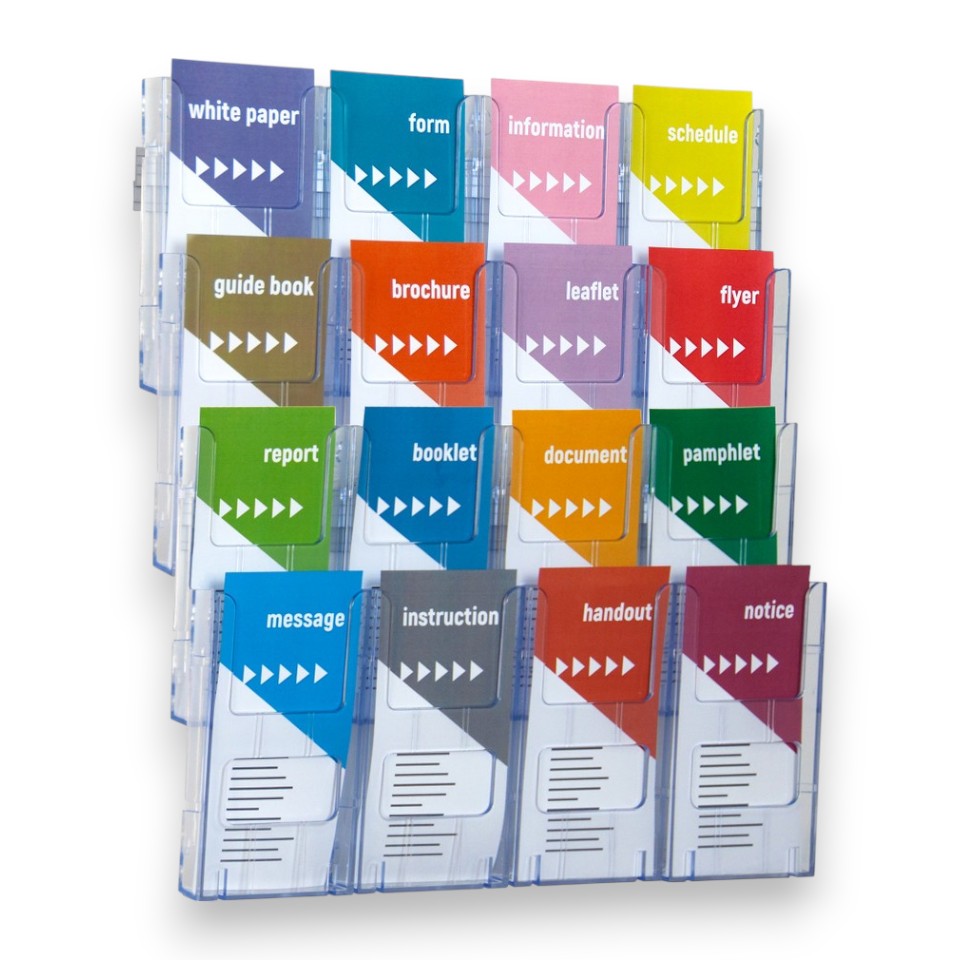 16xDL Wall-Mounted Brochure Holder – Interlocking Display System – BIZ ...