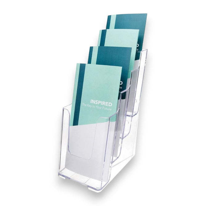 DL Brochure Holder – 4-Tier Clear Acrylic Pamphlet Display Stand – BIZ ...