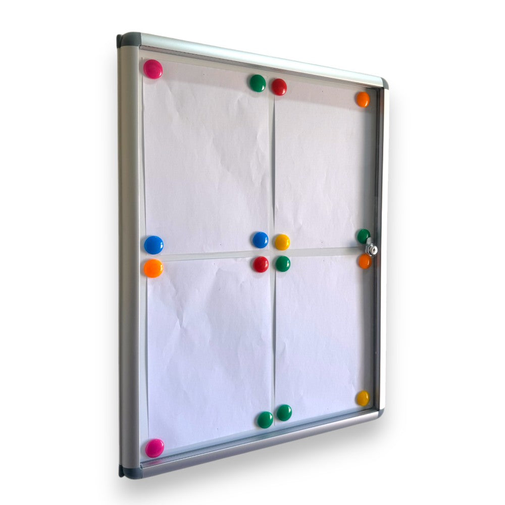 Notice Board Lockable 670x500mm – Magnetic Whiteboard, Holds 4x A4 ...