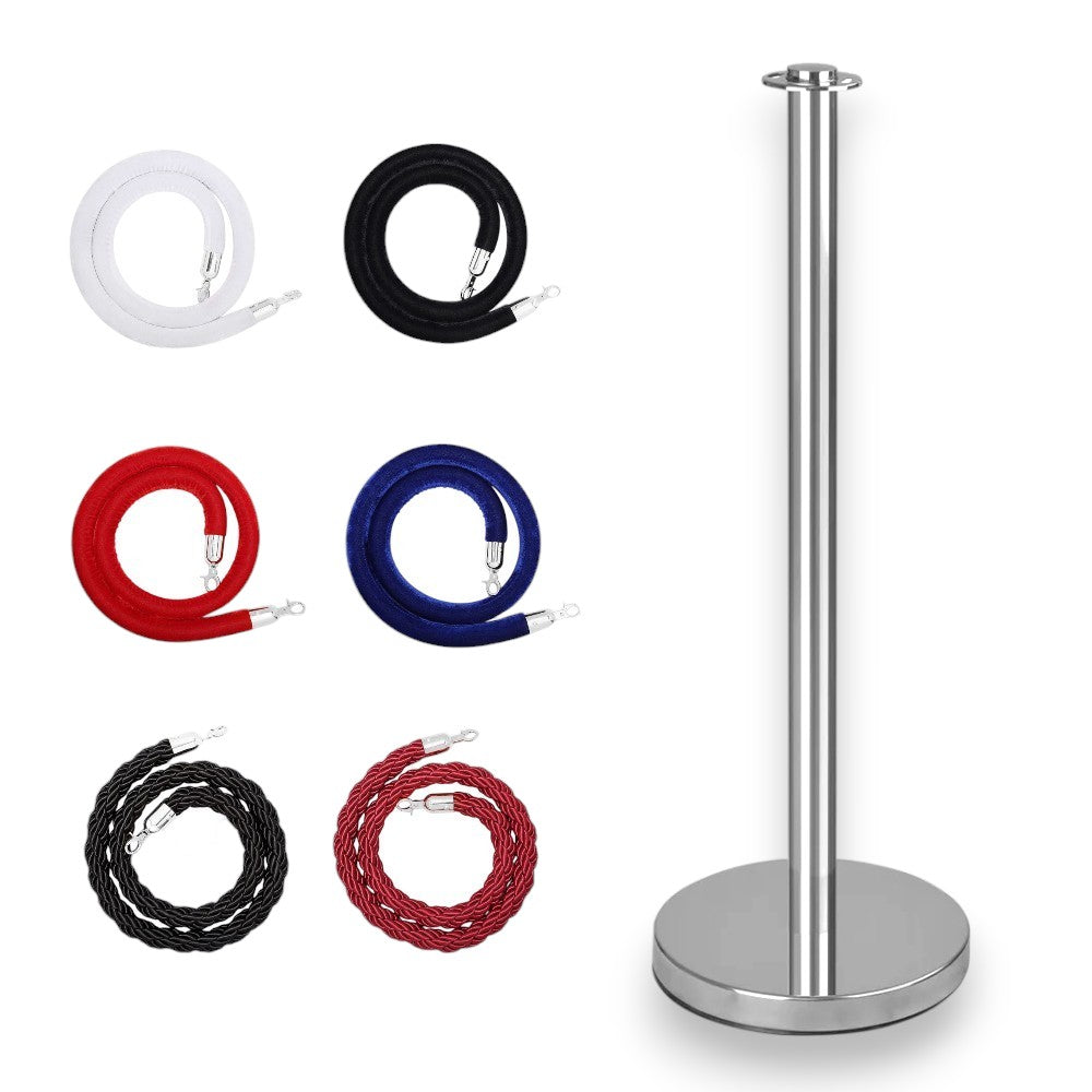 Silver Crowd Control Stanchion with Rope – BIZ DISPLAY ELITE
