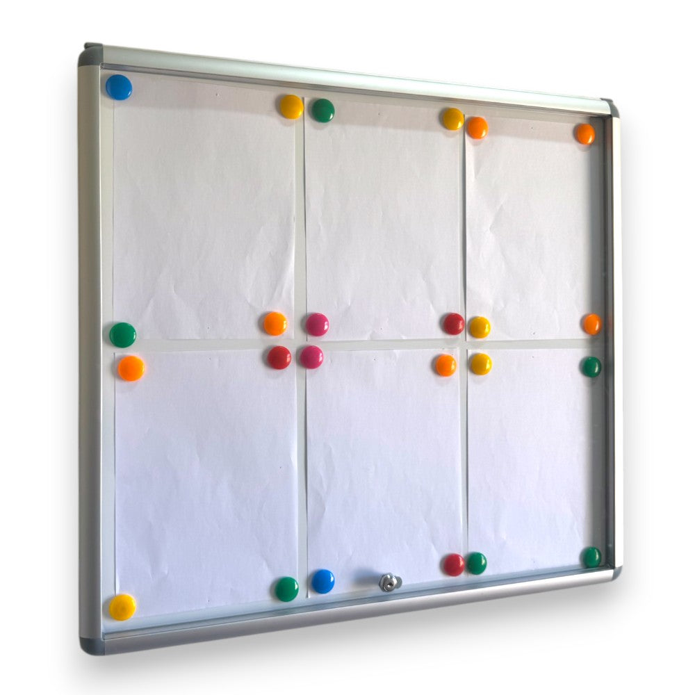 Notice Board Cabinet 720x670mm – Lockable Magnetic Whiteboard, 6x A4 ...