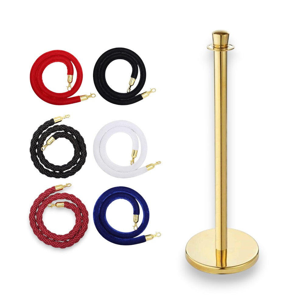 Stanchions Gold Rope Queue Barrier – BIZ DISPLAY ELITE