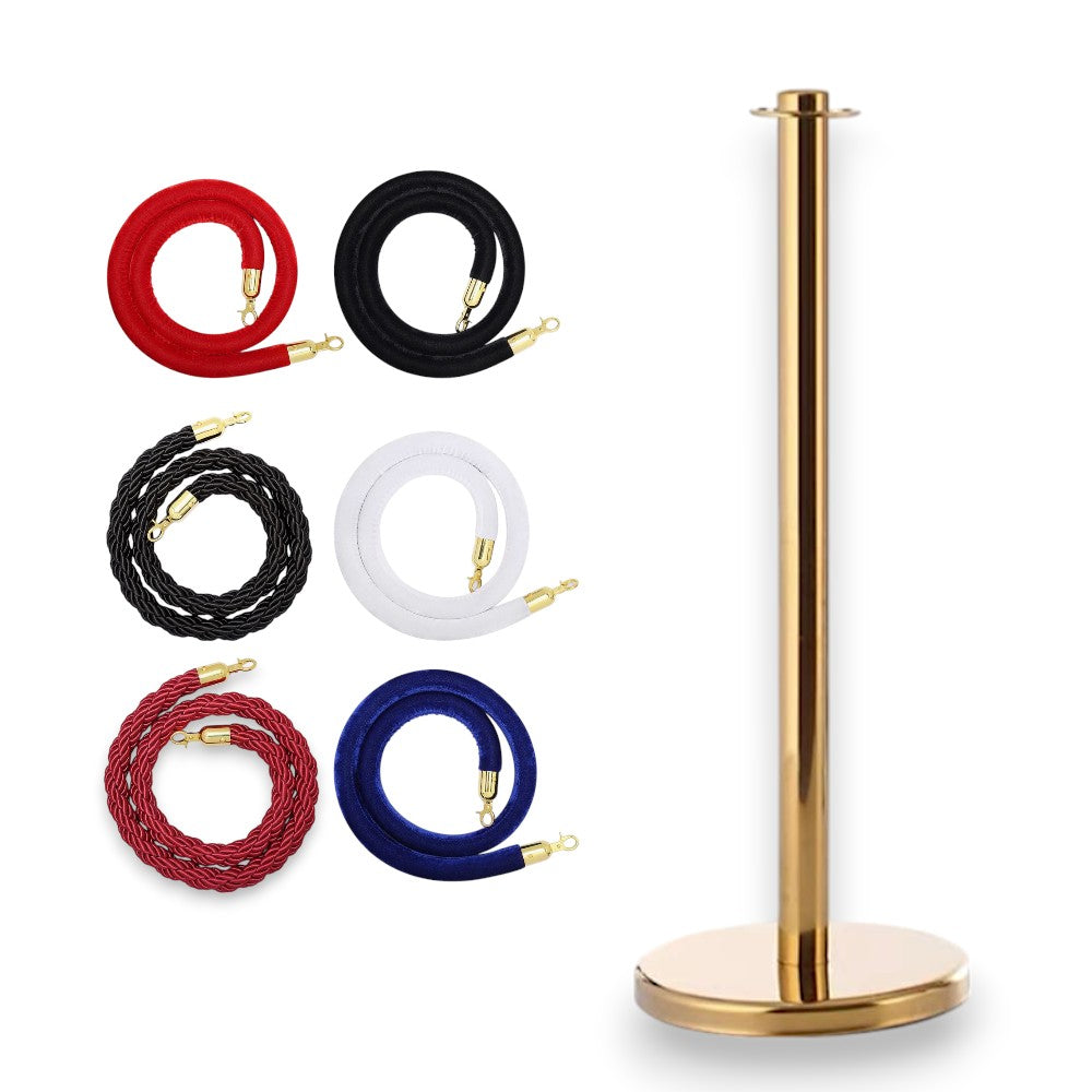 Gold Crowd Control Stanchion with Rope – BIZ DISPLAY ELITE