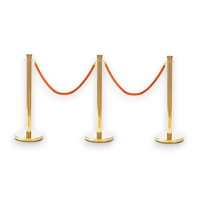 Gold Crowd Control Bollards Set of 3 Posts + 2 Red Ropes – BIZ DISPLAY ...