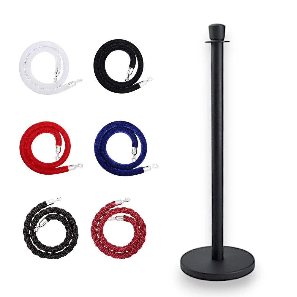 Stanchions Black Rope Queue Barrier – BIZ DISPLAY ELITE