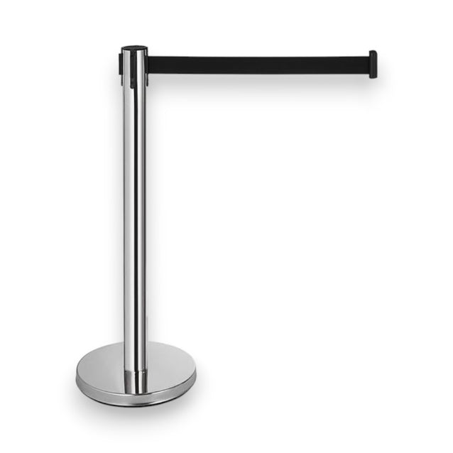Silver Retractable Barrier Post – 2m Black Belt, 4-Way Connector, Weig ...