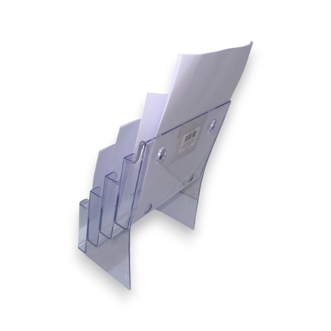 A4 Brochure Holder – 4-Tier Clear Acrylic Pamphlet Display Stand – BIZ ...