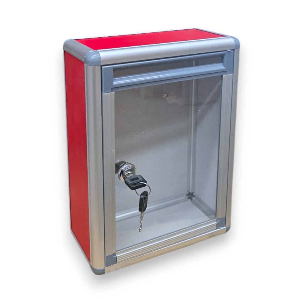 Suggestion Box with Lock – Wall Mount & Countertop, Front Slot Red Pan ...