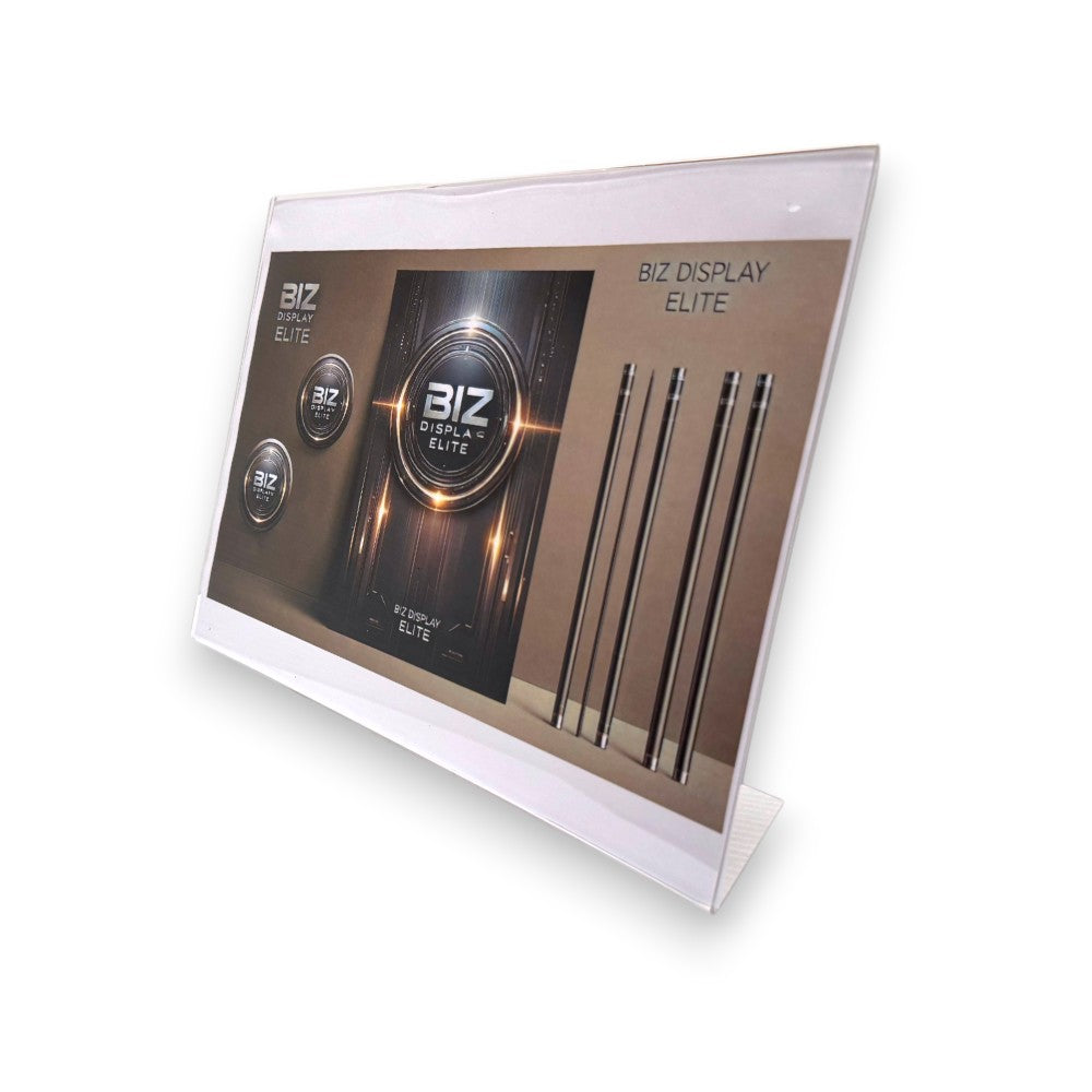 A4 Slant Back Menu Holder – Landscape Clear Acrylic Display Stand – BIZ ...